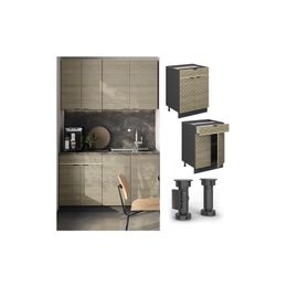 VICCO Schubunterschrank Fame-Line Anthrazit Eiche gefr&auml;st 60 cm mit Arbeitsplatte Eiche