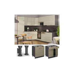 VICCO Schubunterschrank Fame-Line Anthrazit Eiche gefr&auml;st 80 cm mit Arbeitsplatte Eiche