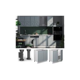 VICCO Unterschrank Fame-Line Wei&szlig; Hellblau-Grau gerahmt 80 cm ohne Arbeitsplatte