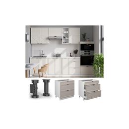 VICCO Schubladenunterschrank Fame-Line Wei&szlig; Grau-Beige gerahmt 80 cm mit Arbeitsplatte Anthrazit