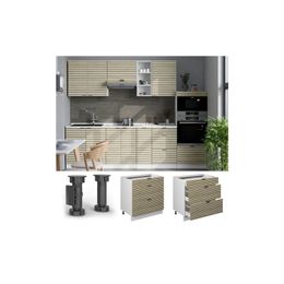 VICCO Schubladenunterschrank Fame-Line Wei&szlig; Eiche gefr&auml;st 80 cm mit Arbeitsplatte Marmor-Wei&szlig;