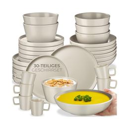 TecTake&reg; Kombiservice, f&uuml;r 6 Personen, aus Steingut, mit Glasur, ineinander stapelbar