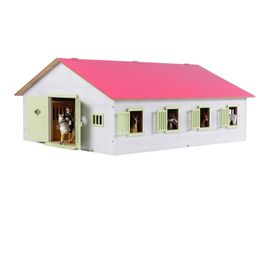 KIDS GLOBE KidsGlobe Pferdestall Bauernhof, mit 7 Pferdeboxen, Holz, Reiterhof mit Faltdach