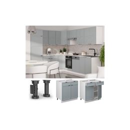 VICCO Schubunterschrank Fame-Line Wei&szlig; Hellblau-Grau gerahmt 80 cm ohne Arbeitsplatte