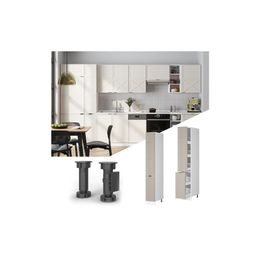 VICCO Apothekerhochschrank Fame-Line Wei&szlig; Grau-Beige gerahmt 30 cm