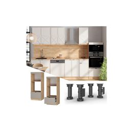 VICCO Mikrowellenschrank Fame-Line Eiche Grau-Beige gerahmt 60 cm mit Schublade