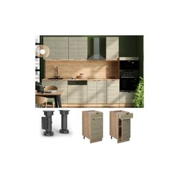 VICCO Schubunterschrank Fame-Line Eiche gefr&auml;st 40 cm mit Arbeitsplatte Marmor-Wei&szlig;