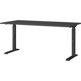 Schreibtisch h&ouml;heneinstellbar 68-91 cm Graphit 160x80cm C-Fu&szlig; B&uuml;rotisch Ergonomisch Made in Germany "Stuttgart" KADIMA DESIGN