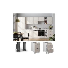 VICCO Schubladenunterschrank Fame-Line Wei&szlig; Grau-Beige gerahmt 50 cm mit Arbeitsplatte Anthrazit