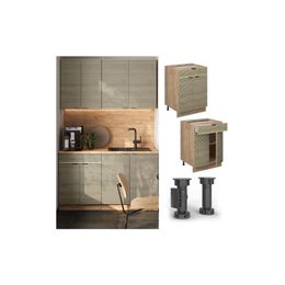VICCO Schubunterschrank Fame-Line Eiche gefr&auml;st 60 cm mit Arbeitsplatte Eiche