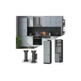 VICCO Vorratsschrank Fame-Line Anthrazit Hellblau-Grau gerahmt 60 cm 3 T&uuml;ren