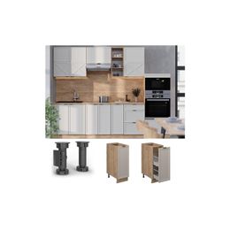 VICCO Apothekerunterschrank Fame-Line Eiche Grau-Beige gerahmt 30 cm ohne Arbeitsplatte