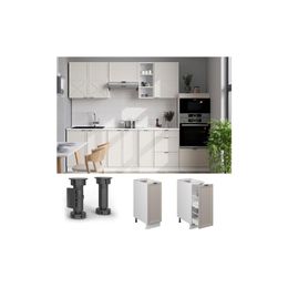 VICCO Apothekerunterschrank Fame-Line Wei&szlig; Grau-Beige gerahmt 30 cm mit Arbeitsplatte Eiche