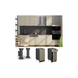 VICCO Schubunterschrank Fame-Line Anthrazit Eiche gefr&auml;st 40 cm mit Arbeitsplatte Eiche