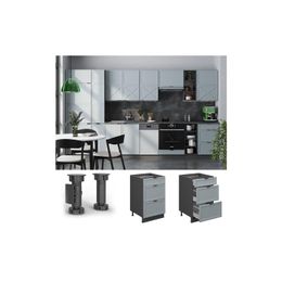 VICCO Schubladenunterschrank Fame-Line Anthrazit Hellblau-Grau gerahmt 50 cm ohne Arbeitsplatte