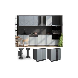 VICCO Sp&uuml;lenunterschrank Fame-Line Anthrazit Hellblau-Grau gerahmt 80 cm mit Arbeitsplatte Marmor-Wei&szlig;
