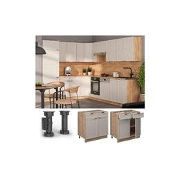 VICCO Schubunterschrank Fame-Line Eiche Grau-Beige gerahmt 80 cm ohne Arbeitsplatte