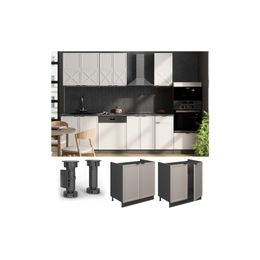 VICCO Sp&uuml;lenunterschrank Fame-Line Anthrazit Grau-Beige gerahmt 80 cm ohne Arbeitsplatte