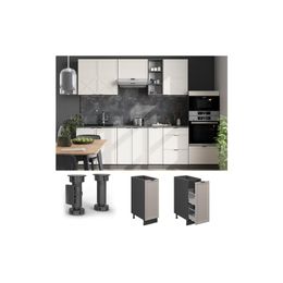 VICCO Apothekerunterschrank Fame-Line Anthrazit Grau-Beige gerahmt 30 cm mit Arbeitsplatte Anthrazit