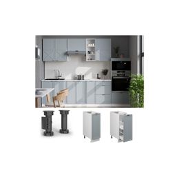 VICCO Apothekerunterschrank Fame-Line Wei&szlig; Hellblau-Grau gerahmt 30 cm mit Arbeitsplatte Eiche