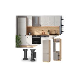 VICCO K&uuml;hlumbauschrank Fame-Line Eiche Grau-Beige gerahmt 60 cm
