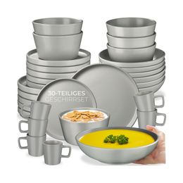 TecTake&reg; Kombiservice, f&uuml;r 6 Personen, aus Steingut, mit Glasur, ineinander stapelbar