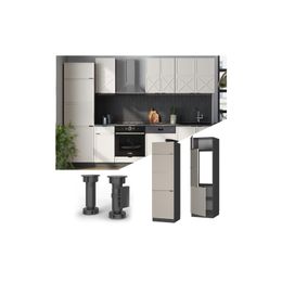VICCO K&uuml;hlumbauschrank Fame-Line Anthrazit Grau-Beige gerahmt 60 cm