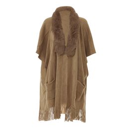 CHANI Poncho Damen Gr&ouml;&szlig;e M dunkelbeige