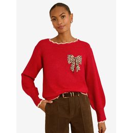 Love & Roses Pullover Damen Gr&ouml;&szlig;e S beige / rot / schwarz / wei&szlig;