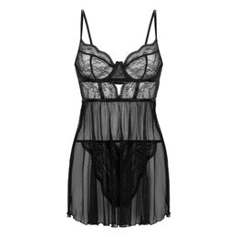 Hunkem&ouml;ller Hunkem&ouml;ller Set: Neglig&eacute;e und Slip 'Isabelle' Damen Gr&ouml;&szlig;e 38 schwarz