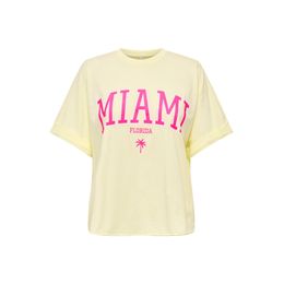 Only T-Shirt 'ONLMINDY' Damen Gr&ouml;&szlig;e XS hellgelb / pink / wei&szlig;