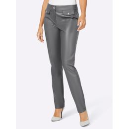 CR&Eacute;ATION L Lederimitathose CREATION L, Damen, Gr. 38, Normalgr&ouml;&szlig;en, grau (anthrazit), 100% Polyester, unifarben, lang, Hosen