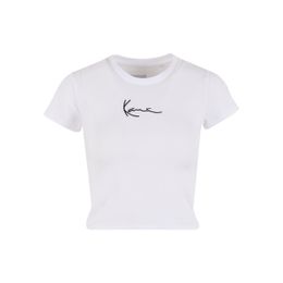 T-Shirt Karl Kani "Karl Kani Damen KKWQ22002WHT KK Small Signature Short Tee", Damen, Gr. M, wei&szlig;, 95% Baumwolle, 5% Elasthan, bedruckt, normal, Rundhals, Shirts T-Shirt
