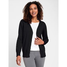 Strickjacke Casual Looks, Damen, Gr. 46, schwarz, 100% Baumwolle, unifarben, Strickjacken Strickjacke