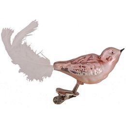 Weihnachtsbaumklammer "CBK70442, Weihnachtsdeko, Christbaumschmuck", B:4cm H:8cm T:7cm, rosa, KREBS GLAS LAUSCHA, Weihnachtsbaumschmuck, Glasvogel