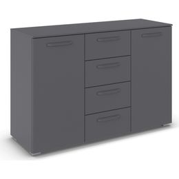 Kombikommode Rauch "Sideboard Schubladenkommode OTELI mit Dekor- und Hochglanzfront", graumetallic, B:120cm H:81cm T:42cm, Holzwerkstoff, Sideboards, Kombikommode, vier gro&szlig;e Schubladen und 2 T&uuml;ren, mit 4 Einlegeb&ouml;den MADE IN GERMANY