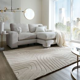 Wollteppich FLAIR RUGS, B:120cm H:14mm L:170cm, beige, Wolle, Wohnzimmer, Teppiche, "Mesmerise, abstrakt", Wollteppich mit Hoch-Tief Effekt
