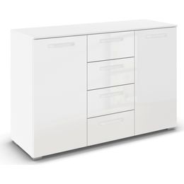 Kombikommode Rauch "Sideboard Schubladenkommode OTELI mit Dekor- und Hochglanzfront", alpinwei&szlig;, hochglanz wei&szlig;, B:120cm H:81cm T:42cm, Holzwerkstoff, Sideboards, Kombikommode, vier gro&szlig;e Schubladen und 2 T&uuml;ren, mit 4 Einlegeb&ouml;den MADE IN GERMANY