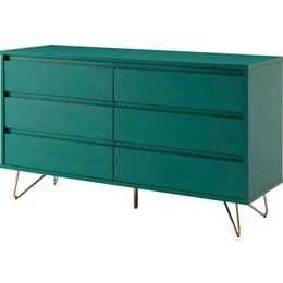 Kommode Salesfever, B:120cm H:70cm T:40cm, gr&uuml;n, MDF, Metall, Schlafzimmer, Sideboards, Haarnadelbeine aus Metall mit Messinglegierung