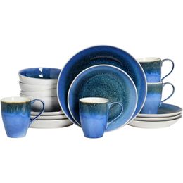 Creatable Kombiservice "Caldera, Kombi-Service, 16-tlg", 16 Stk., blau, Geschirr-Sets, Reaktivglasur