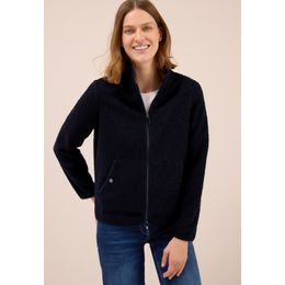 Cecil Damen Sweatjackeurban dunkelblau, Gr. XL, Strukturmuster, unifarben, Web, Obermaterial: 100% Polyester, Sweatjacken, mit Stehkragen