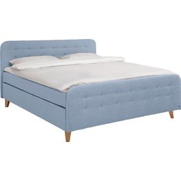 Boxspringbett Tom Tailor HOME, B:162cm L:216cmsky blau tus 6, Vintage Webstoff TUS (60% Baumwolle, 40% Leinen), Komplettbetten, "NORDIC BOX", mit