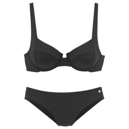 s.Oliver Damen B&uuml;gel-Bikini, schwarz, Gr. 44, unifarben, Recycling-Polyamid, Bikini-Sets, mit komfortablem Schnitt