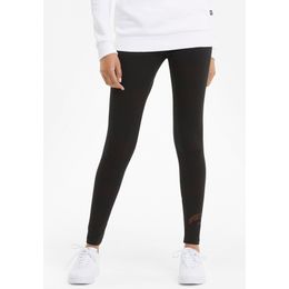 Puma Damen Leggings "ESS+ LOGO LAB LEGGINGS", schwarz, Gr. S, bedruckt, Jersey, Obermaterial: 95% Baumwolle, 5% Elasthan, Hosen, mit Grafikprint,