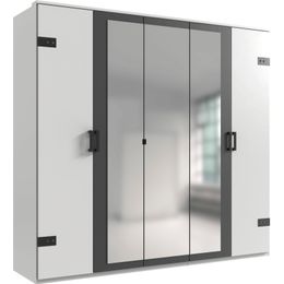 Kleiderschrank wimex, B:225cm H:210cm T:58cm, wei&szlig;, Jugendzimmer, Schr&auml;nke, "Stockholm, rustikale Optik im Industrial Design, Made in Germany", mit