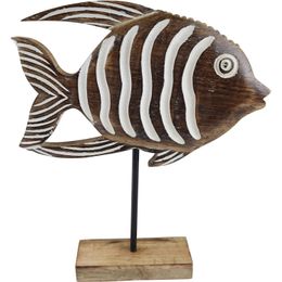 AM Design Dekofigur "Fisch aus Mangoholz und Metall", B/H/T: 6cm x 35cm x 35cm, braun, Wohnzimmer, Dekofiguren, handgefertigte Osterdekoration