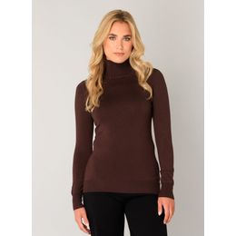 Base Level Damen Rollkragenpullover "Yuen", braun, Gr. 46, Web, Obermaterial: 80% Viskose, 20% Nylon, Pullover