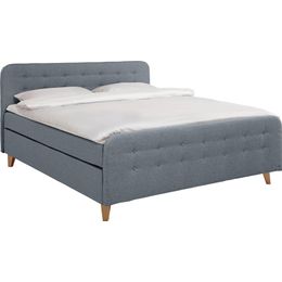 Boxspringbett Tom Tailor HOME, B:142cm L:216cmblau tus 16, Vintage Webstoff TUS (60% Baumwolle, 40% Leinen), Komplettbetten, "NORDIC BOX", mit