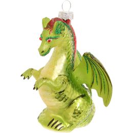 Christbaumschmuck "Glasornament Drache, H&ouml;he ca. 12 cm", gr&uuml;n, KREBS GLAS LAUSCHA, Weihnachtsbaumschmuck, Weihnachtsdeko, Weihnachtsbaumkugel,