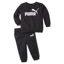 Puma Jungen Trainingsanzug "MINICATS ESS CREW JOGGER FL", schwarz, Gr. 68, bedruckt, Fleece, Obermaterial: 68% Baumwolle, 32% Polyester, Sportanz&uuml;ge,